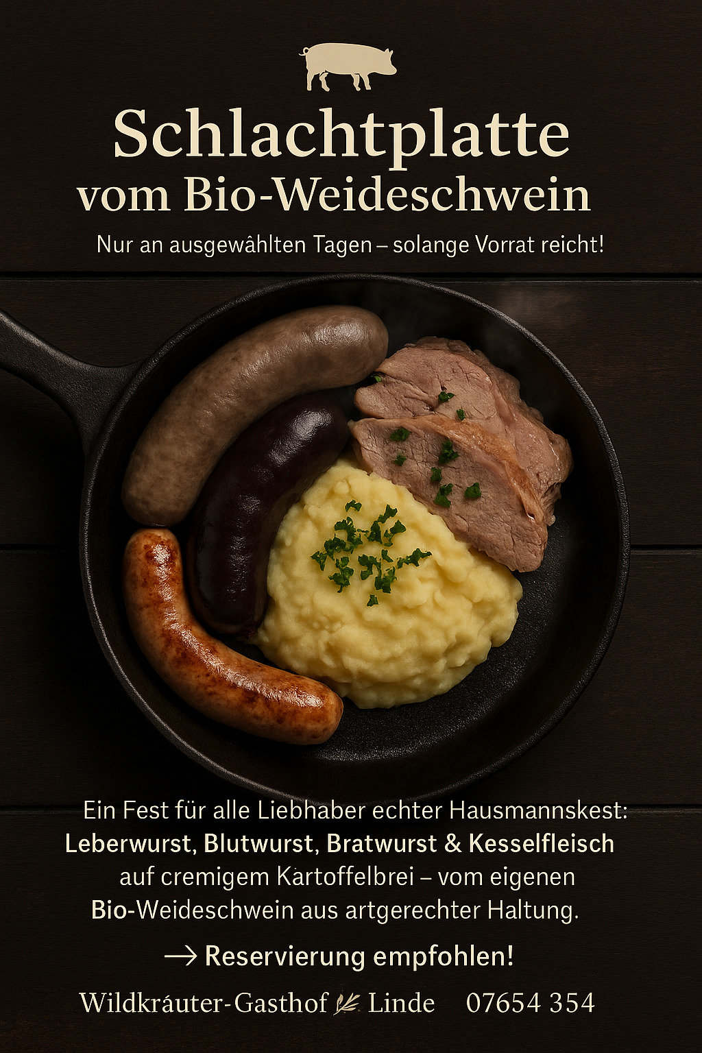 Schlachtplatte vom Bio-Weideschwein - Linde Löffingen